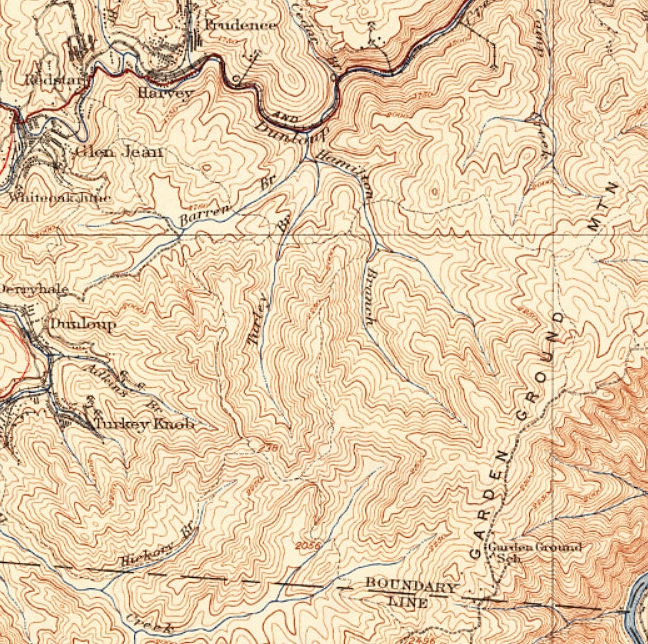 1812 map showing War Fording on New River - West Virginia Explorer